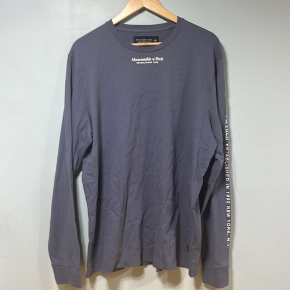 Abercrombie & Fitch | Shirts | Nwot Mens Abercrombie Fitch Long Sleeve Logo Slate Blue Soft Tee ...